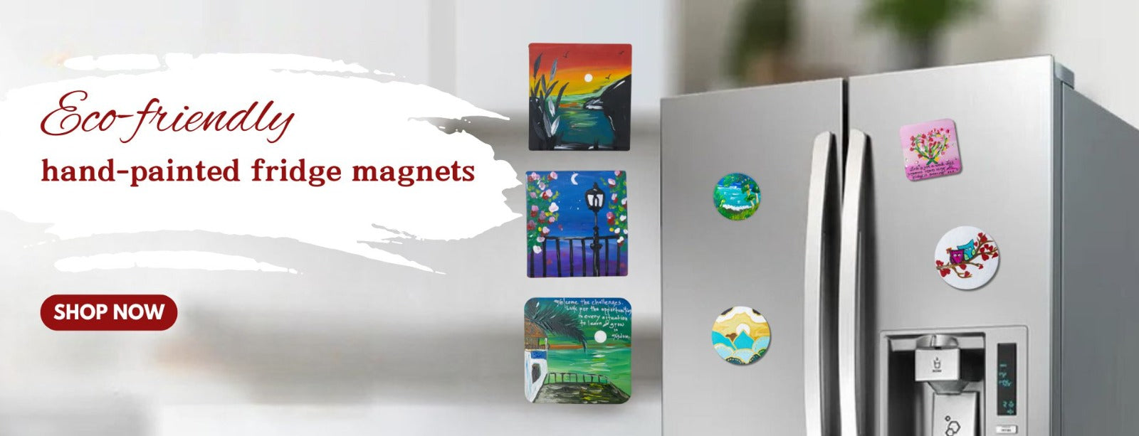 Eco-friendly hand-painted fridge magnets